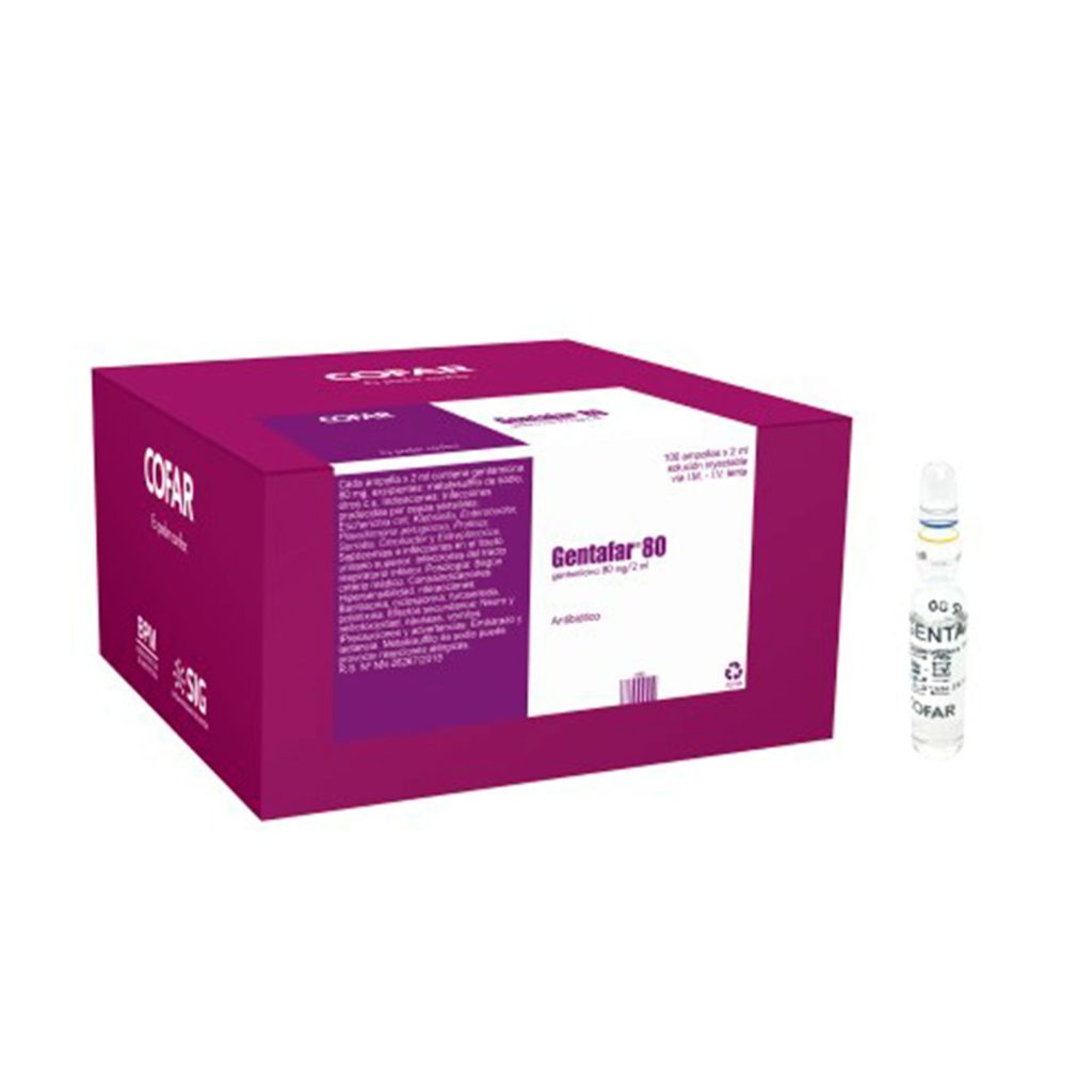 GENTAFAR 80 MG/2 ML X 100 AMPOLLAS